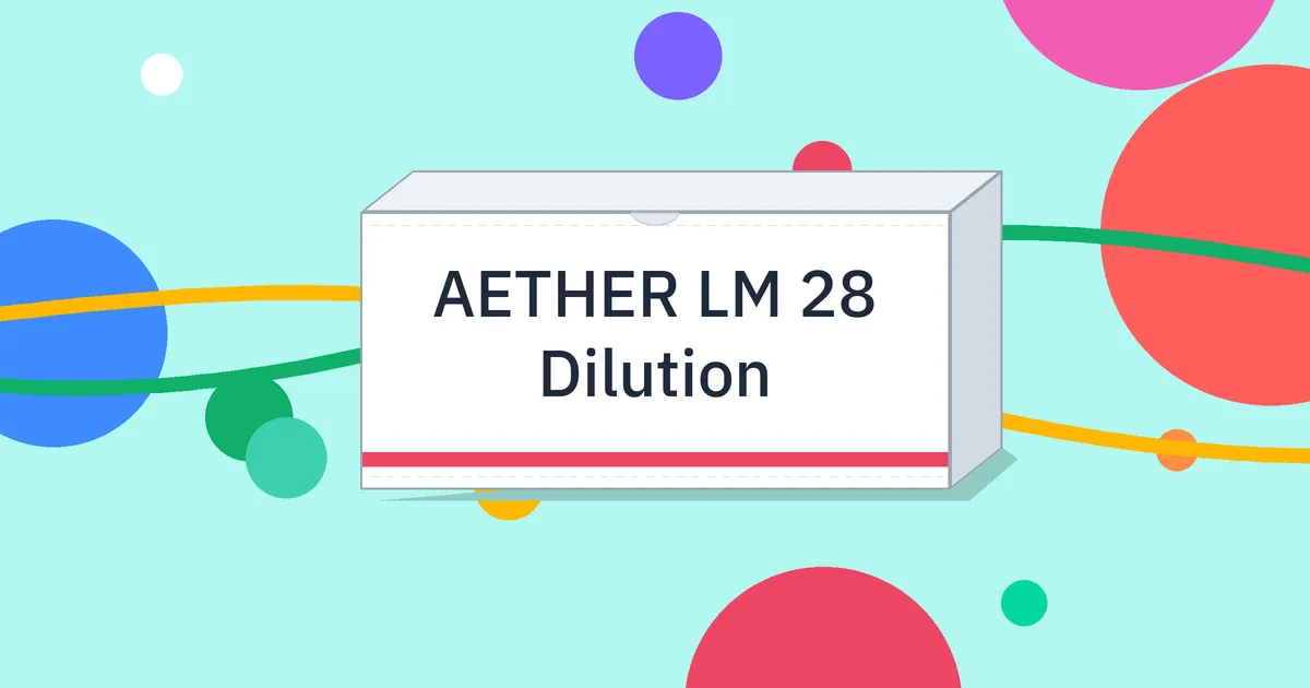 Symbolbild: Packung mit der Aufschrift AETHER LM 28 Dilution (PZN 13300502) – Verfügbarkeit und Bezug in Apotheken in Frankfurt am Main