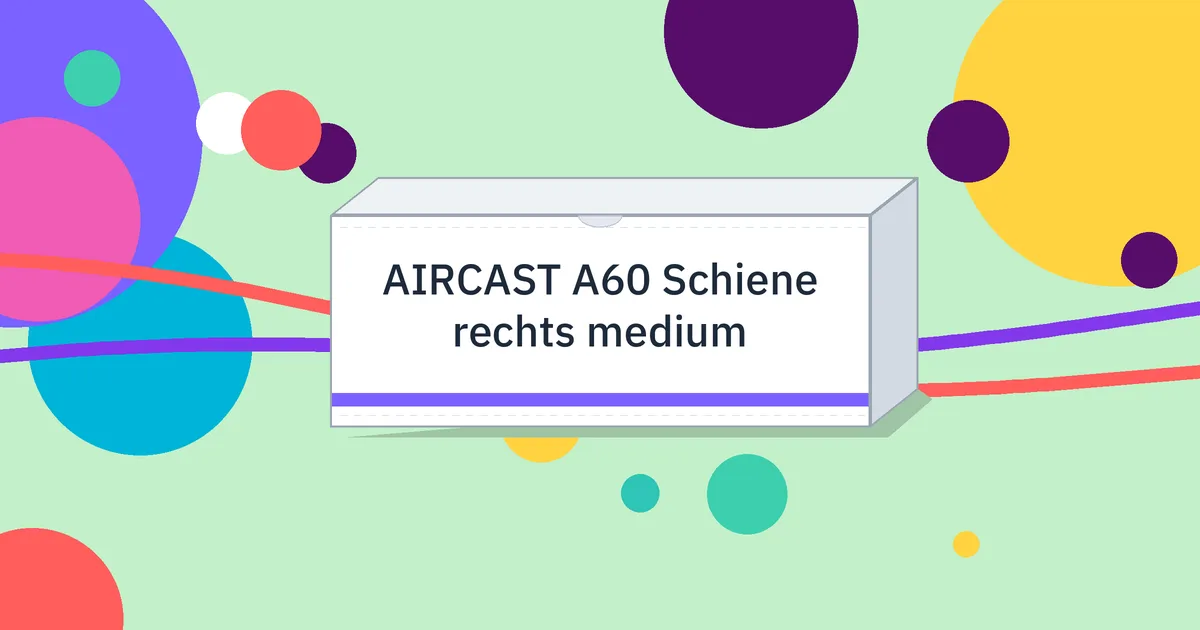Symbolbild: Packung mit der Aufschrift AIRCAST A60 Schiene rechts medium (PZN 02586145) – Verfügbarkeit und Bezug in Apotheken in Frankfurt am Main