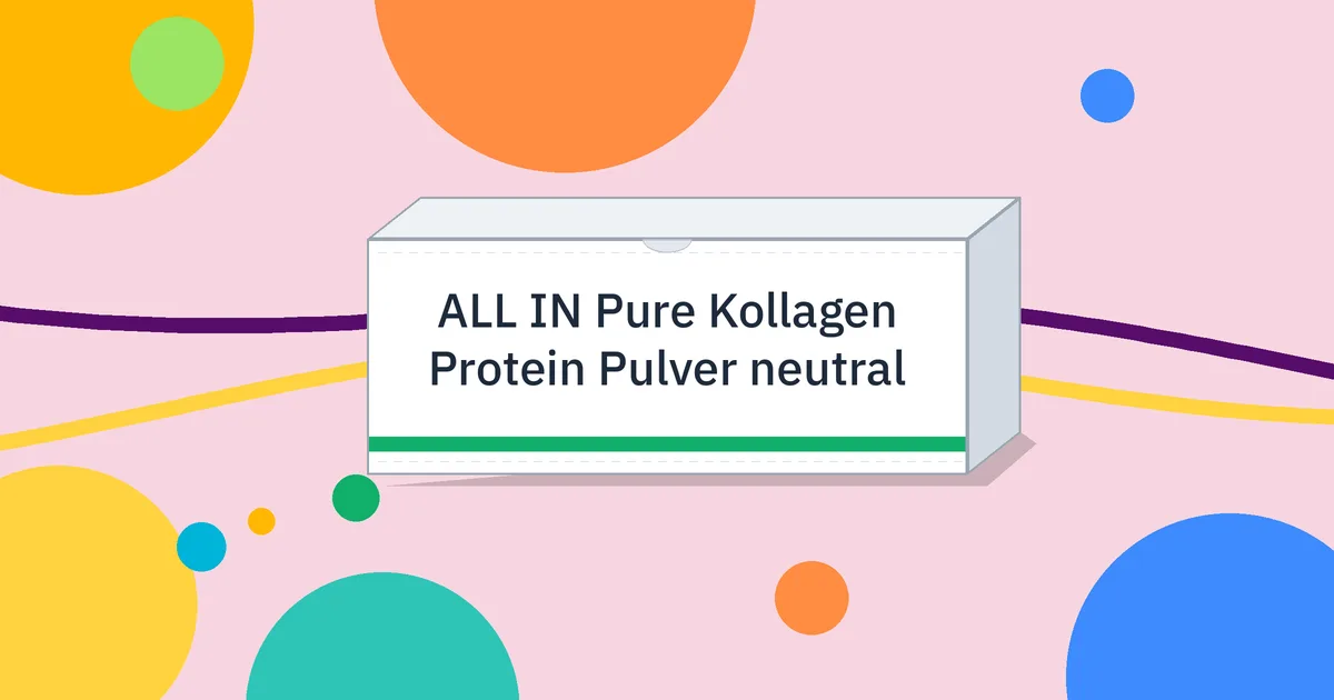 Symbolbild: Packung mit der Aufschrift ALL IN Pure Kollagen Protein Pulver neutral (PZN 19357555) – Verfügbarkeit und Bezug in Apotheken in Frankfurt am Main