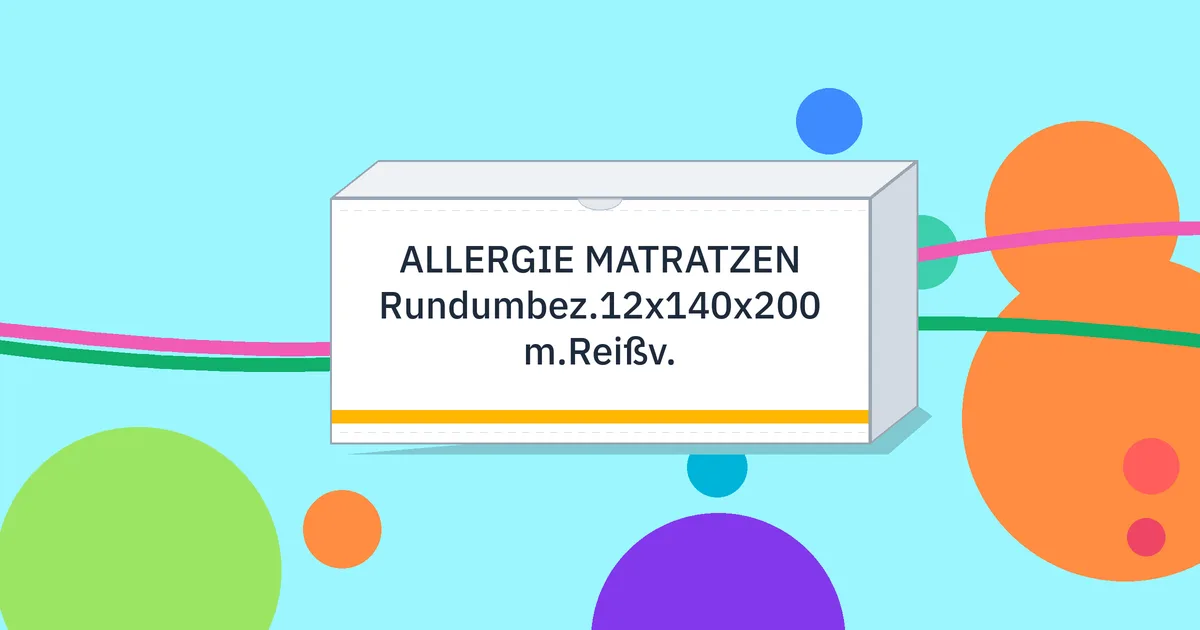 Symbolbild: Packung mit der Aufschrift ALLERGIE MATRATZEN Rundumbez.12x140x200 m.Reißv. (PZN 09302197) – Verfügbarkeit und Bezug in Apotheken in Frankfurt am Main