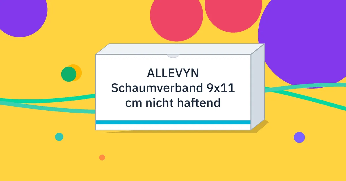 Symbolbild: Packung mit der Aufschrift ALLEVYN Schaumverband 9x11 cm nicht haftend (PZN 10257898) – Verfügbarkeit und Bezug in Apotheken in Frankfurt am Main