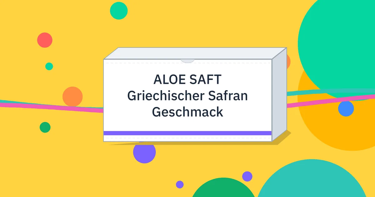 Symbolbild: Packung mit der Aufschrift ALOE SAFT Griechischer Safran Geschmack (PZN 14003901) – Verfügbarkeit und Bezug in Apotheken in Frankfurt am Main