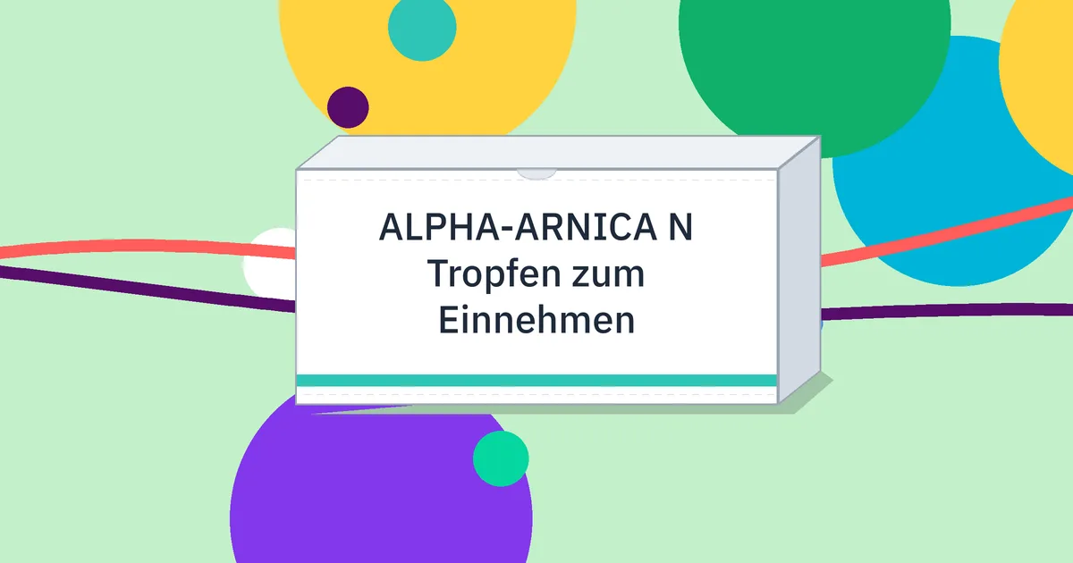 Symbolbild: Packung mit der Aufschrift ALPHA-ARNICA N Tropfen zum Einnehmen (PZN 03168639) – Verfügbarkeit und Bezug in Apotheken in Frankfurt am Main