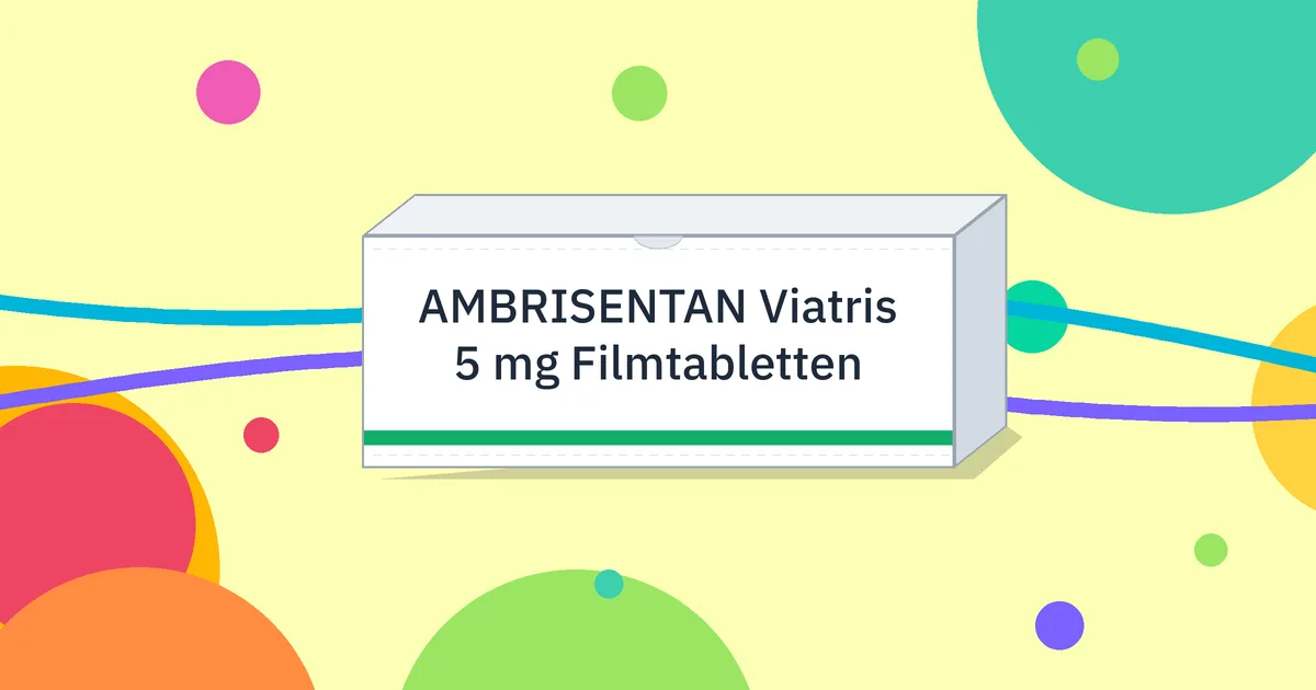 Symbolbild: Packung mit der Aufschrift AMBRISENTAN Viatris 5 mg Filmtabletten (PZN 19339557) – Verfügbarkeit und Bezug in Apotheken in Frankfurt am Main