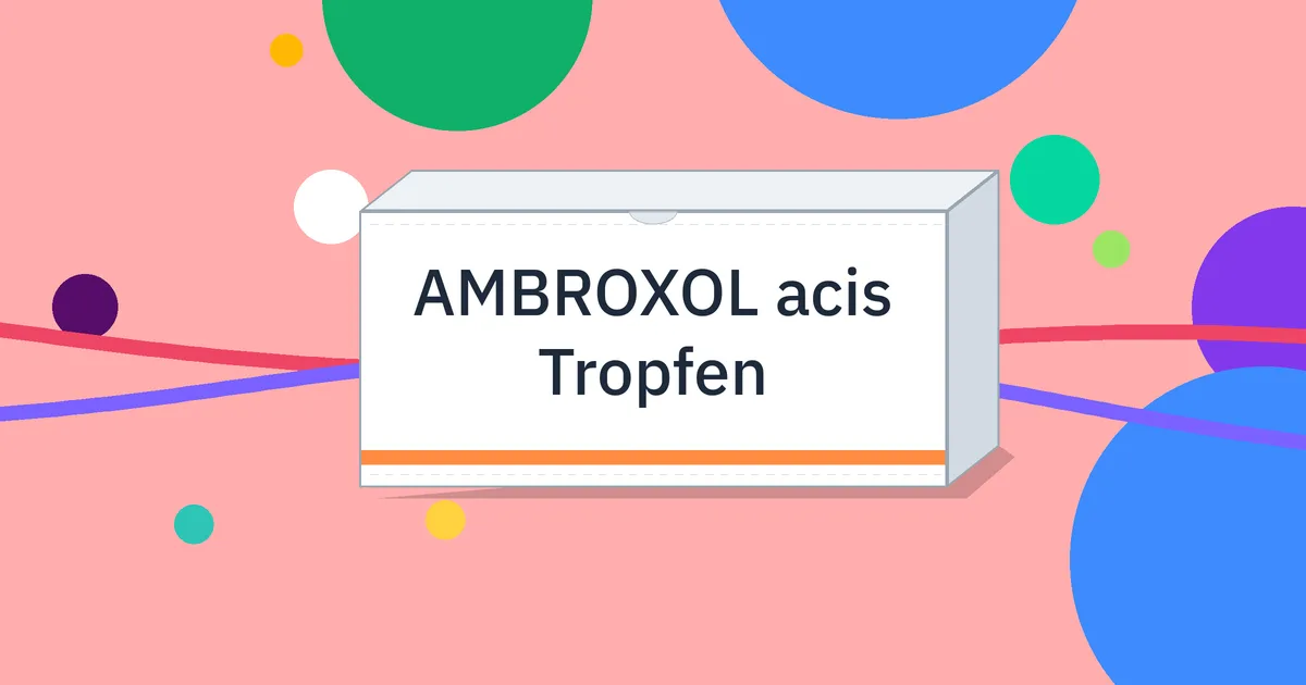 Symbolbild: Packung mit der Aufschrift AMBROXOL acis Tropfen (PZN 04876321) – Verfügbarkeit und Bezug in Apotheken in Frankfurt am Main