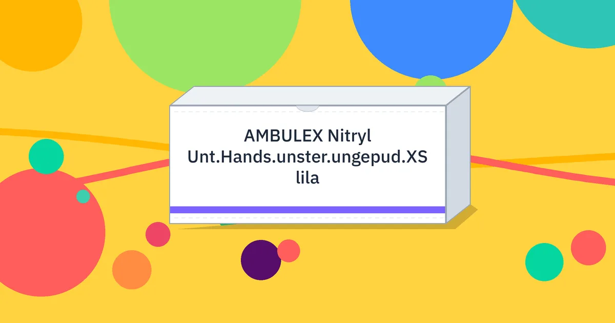 Symbolbild: Packung mit der Aufschrift AMBULEX Nitryl Unt.Hands.unster.ungepud.XS lila (PZN 12700429) – Verfügbarkeit und Bezug in Apotheken in Frankfurt am Main
