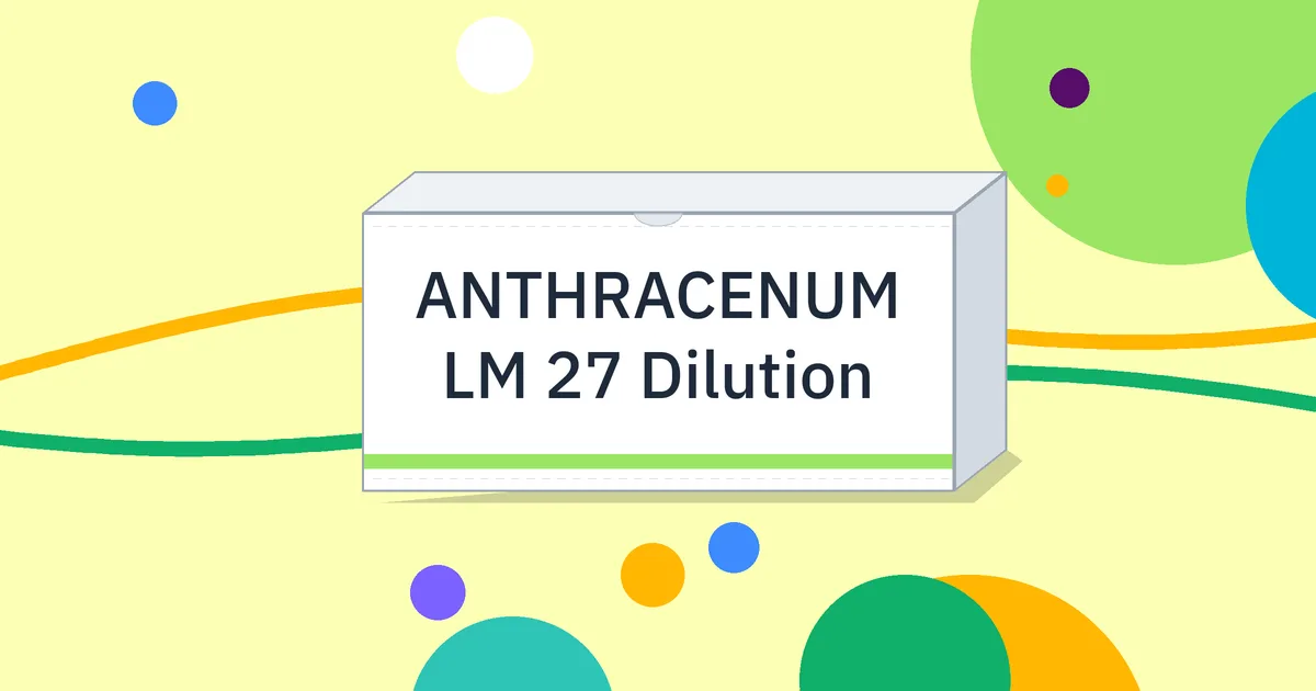 Symbolbild: Packung mit der Aufschrift ANTHRACENUM LM 27 Dilution (PZN 13370460) – Verfügbarkeit und Bezug in Apotheken in Frankfurt am Main