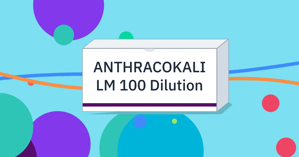 Symbolbild: Packung mit der Aufschrift ANTHRACOKALI LM 100 Dilution (PZN 13371519) – Verfügbarkeit und Bezug in Apotheken in Frankfurt am Main