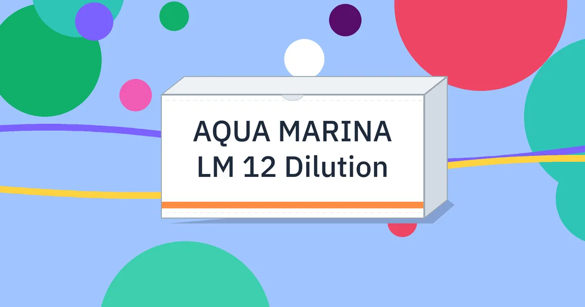 Symbolbild: Packung mit der Aufschrift AQUA MARINA LM 12 Dilution (PZN 12765512) – Verfügbarkeit und Bezug in Apotheken in Frankfurt am Main