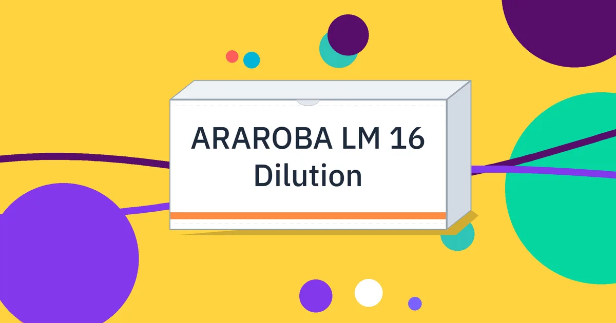 Symbolbild: Packung mit der Aufschrift ARAROBA LM 16 Dilution (PZN 13385728) – Verfügbarkeit und Bezug in Apotheken in Frankfurt am Main
