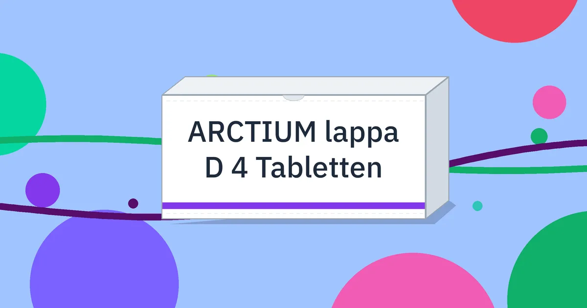 Symbolbild: Packung mit der Aufschrift ARCTIUM lappa D 4 Tabletten (PZN 07454626) – Verfügbarkeit und Bezug in Apotheken in Frankfurt am Main