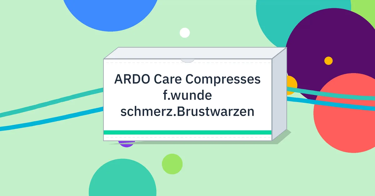 Symbolbild: Packung mit der Aufschrift ARDO Care Compresses f.wunde schmerz.Brustwarzen (PZN 18033141) – Verfügbarkeit und Bezug in Apotheken in Frankfurt am Main