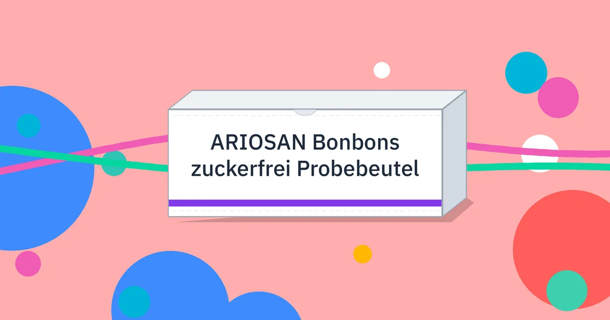 Symbolbild: Packung mit der Aufschrift ARIOSAN Bonbons zuckerfrei Probebeutel (PZN 16236213) – Verfügbarkeit und Bezug in Apotheken in Frankfurt am Main