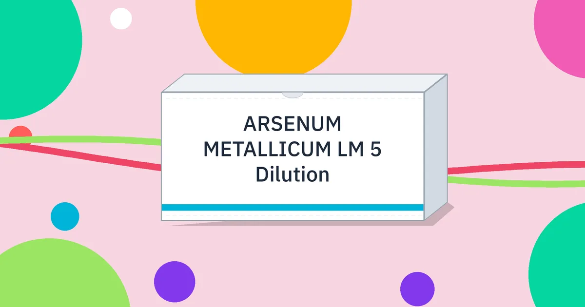 Symbolbild: Packung mit der Aufschrift ARSENUM METALLICUM LM 5 Dilution (PZN 12779230) – Verfügbarkeit und Bezug in Apotheken in Frankfurt am Main