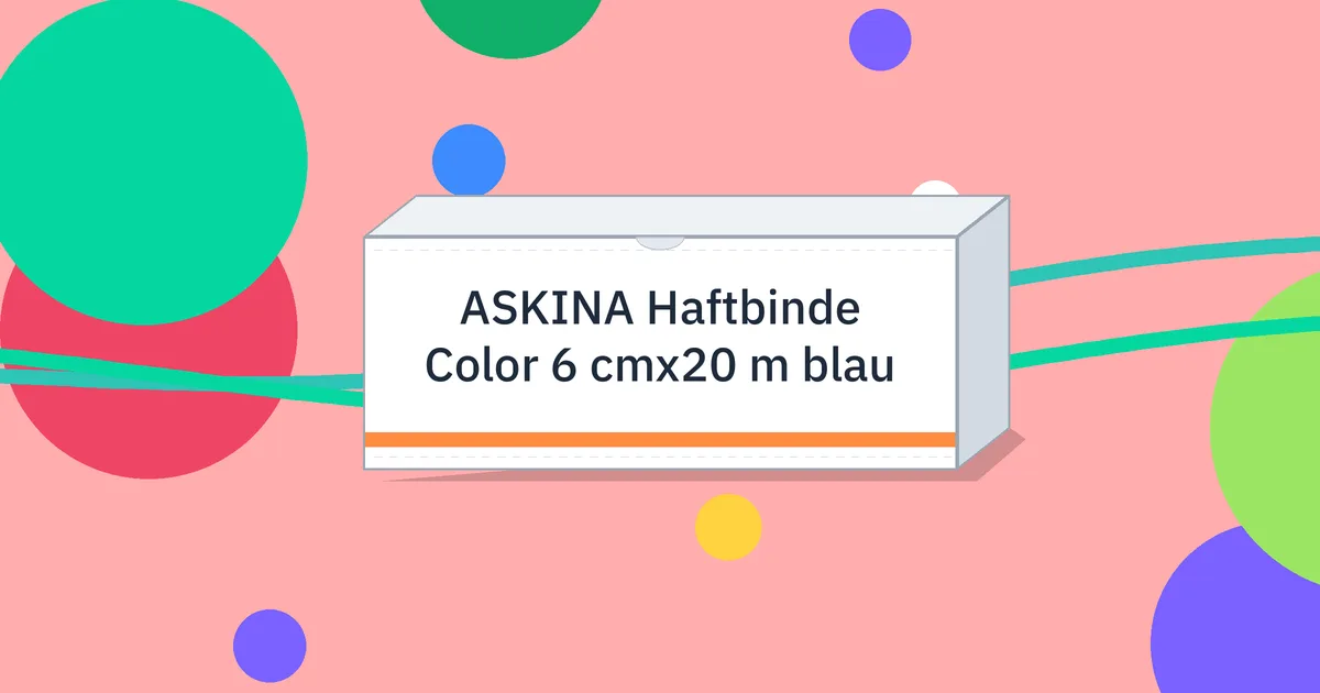 Symbolbild: Packung mit der Aufschrift ASKINA Haftbinde Color 6 cmx20 m blau (PZN 07343453) – Verfügbarkeit und Bezug in Apotheken in Frankfurt am Main