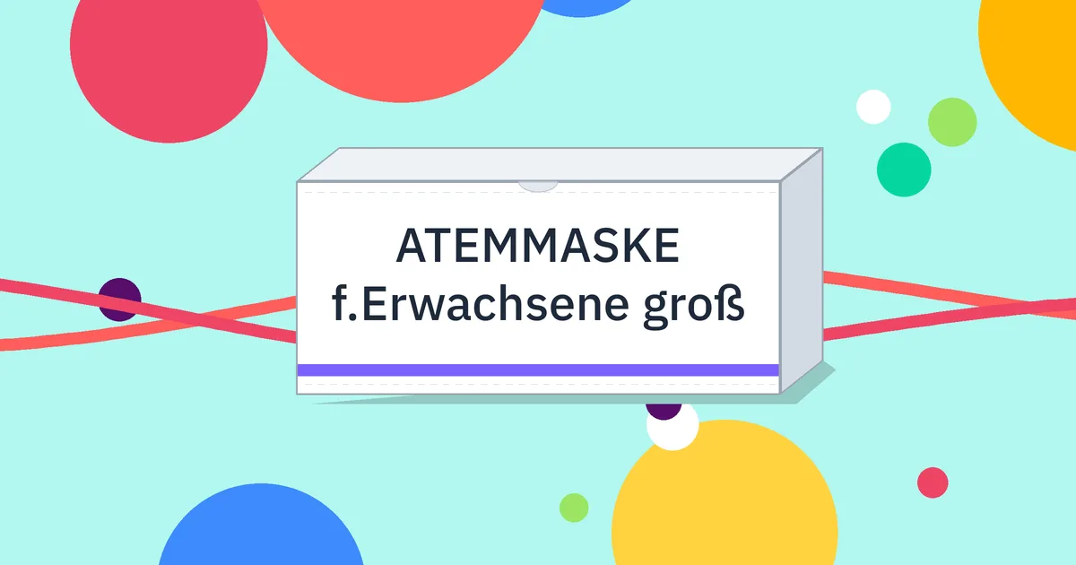 Symbolbild: Packung mit der Aufschrift ATEMMASKE f.Erwachsene groß (PZN 04481924) – Verfügbarkeit und Bezug in Apotheken in Frankfurt am Main
