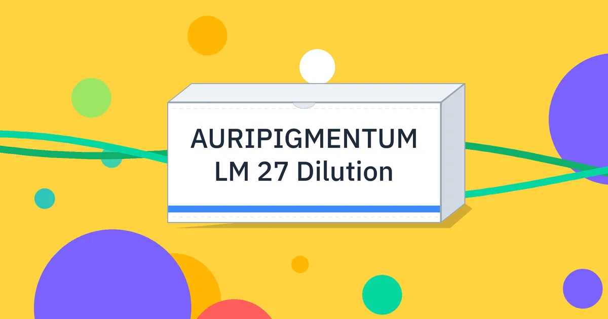 Symbolbild: Packung mit der Aufschrift AURIPIGMENTUM LM 27 Dilution (PZN 12783125) – Verfügbarkeit und Bezug in Apotheken in Frankfurt am Main