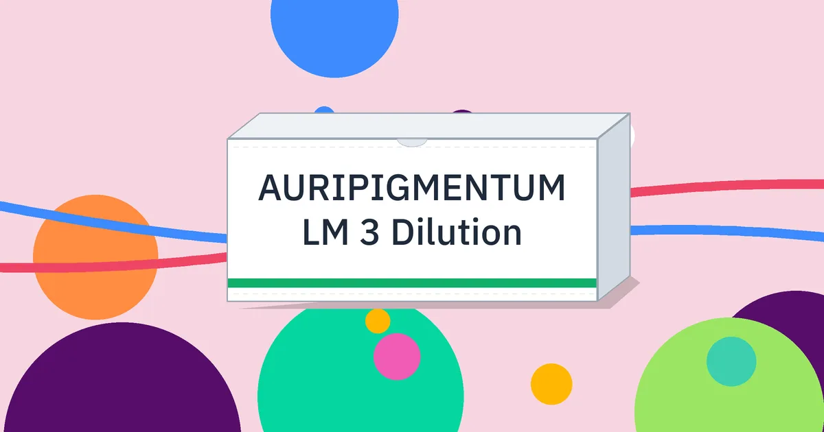 Symbolbild: Packung mit der Aufschrift AURIPIGMENTUM LM 3 Dilution (PZN 12782829) – Verfügbarkeit und Bezug in Apotheken in Frankfurt am Main