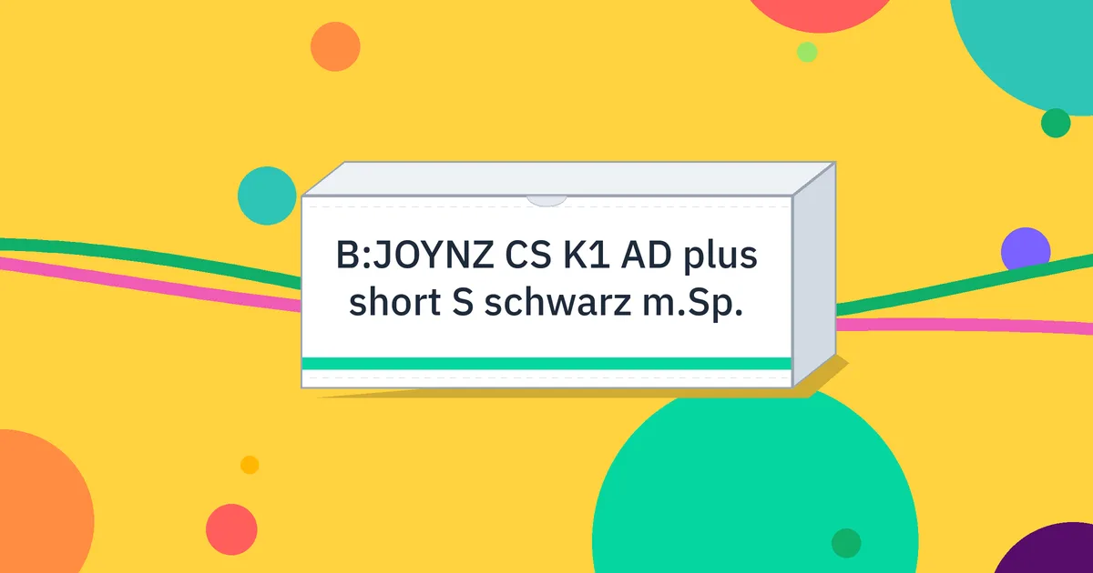 Symbolbild: Packung mit der Aufschrift B:JOYNZ CS K1 AD plus short S schwarz m.Sp. (PZN 20524691) – Verfügbarkeit und Bezug in Apotheken in Frankfurt am Main