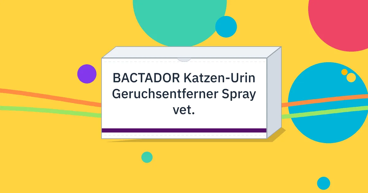 Symbolbild: Packung mit der Aufschrift BACTADOR Katzen-Urin Geruchsentferner Spray vet. (PZN 20326459) – Verfügbarkeit und Bezug in Apotheken in Frankfurt am Main