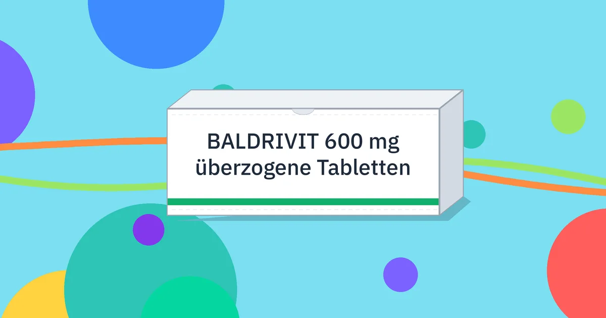 Symbolbild: Packung mit der Aufschrift BALDRIVIT 600 mg überzogene Tabletten (PZN 04552819) – Verfügbarkeit und Bezug in Apotheken in Frankfurt am Main