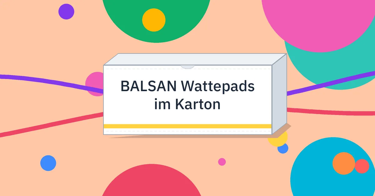 Symbolbild: Packung mit der Aufschrift BALSAN Wattepads im Karton (PZN 10827344) – Verfügbarkeit und Bezug in Apotheken in Frankfurt am Main