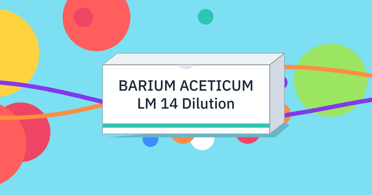 Symbolbild: Packung mit der Aufschrift BARIUM ACETICUM LM 14 Dilution (PZN 12788559) – Verfügbarkeit und Bezug in Apotheken in Frankfurt am Main