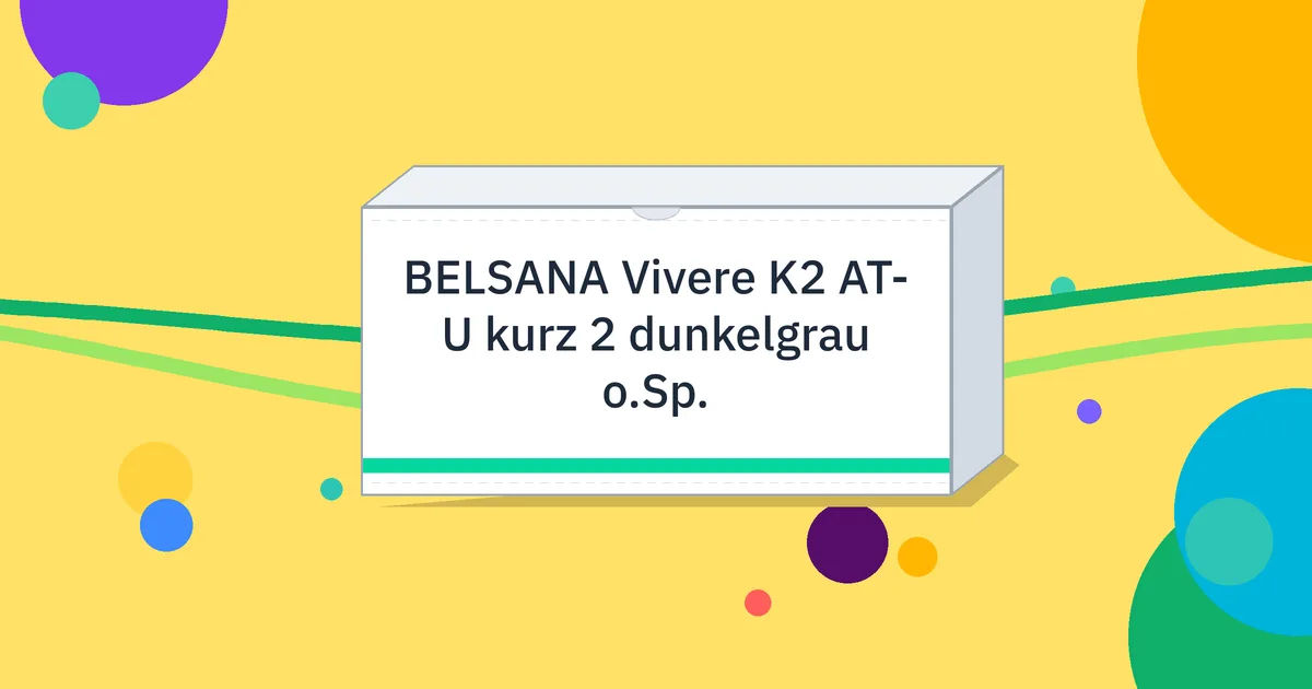 Symbolbild: Packung mit der Aufschrift BELSANA Vivere K2 AT-U kurz 2 dunkelgrau o.Sp. (PZN 12183342) – Verfügbarkeit und Bezug in Apotheken in Frankfurt am Main