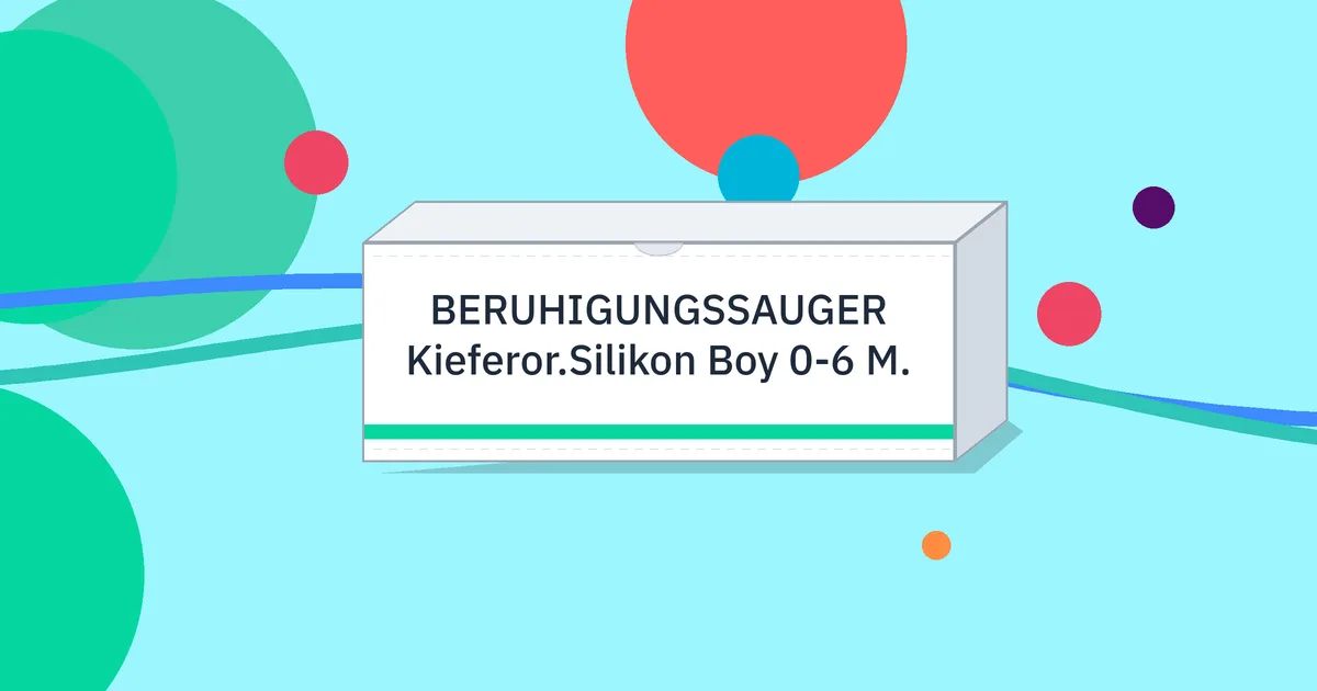 Symbolbild: Packung mit der Aufschrift BERUHIGUNGSSAUGER Kieferor.Silikon Boy 0-6 M. (PZN 10998643) – Verfügbarkeit und Bezug in Apotheken in Frankfurt am Main