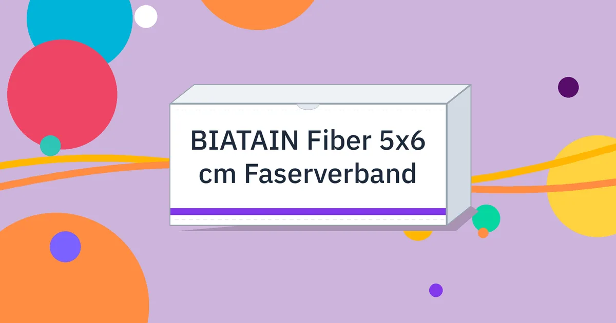 Symbolbild: Packung mit der Aufschrift BIATAIN Fiber 5x6 cm Faserverband (PZN 18775931) – Verfügbarkeit und Bezug in Apotheken in Frankfurt am Main