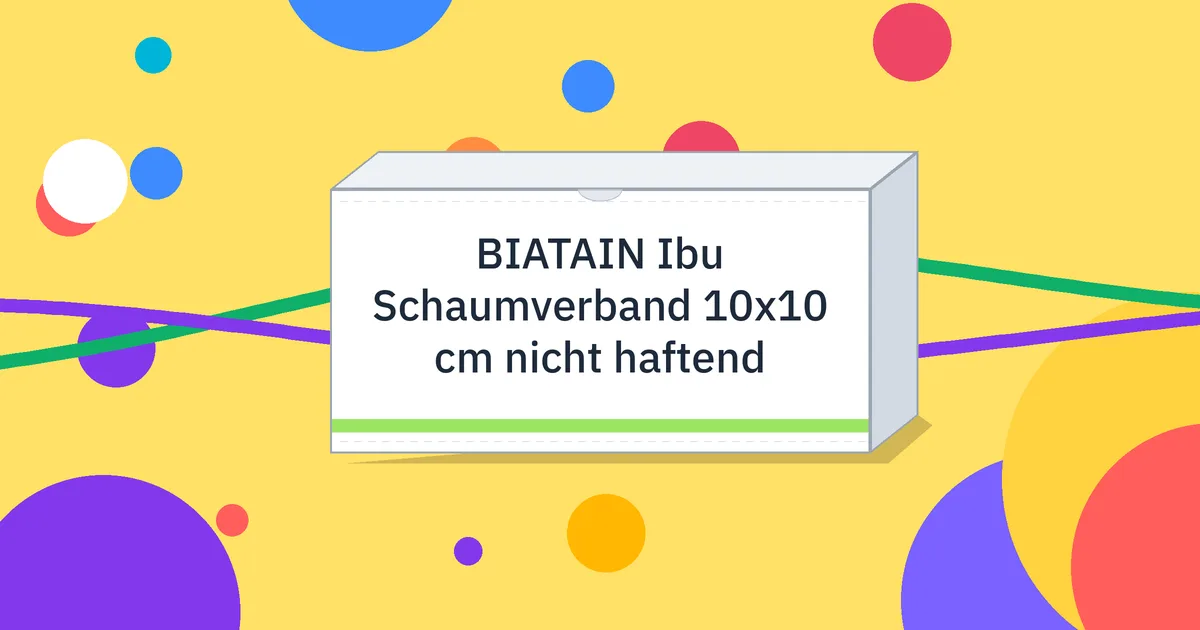 Symbolbild: Packung mit der Aufschrift BIATAIN Ibu Schaumverband 10x10 cm nicht haftend (PZN 17928367) – Verfügbarkeit und Bezug in Apotheken in Frankfurt am Main