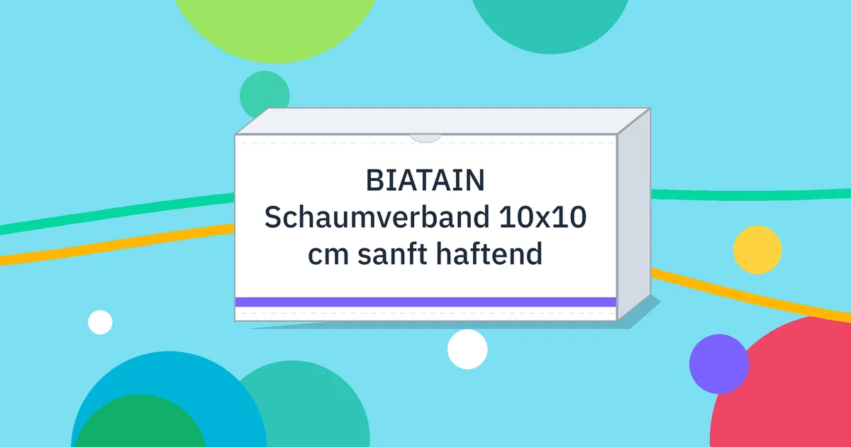 Symbolbild: Packung mit der Aufschrift BIATAIN Schaumverband 10x10 cm sanft haftend (PZN 18736486) – Verfügbarkeit und Bezug in Apotheken in Frankfurt am Main
