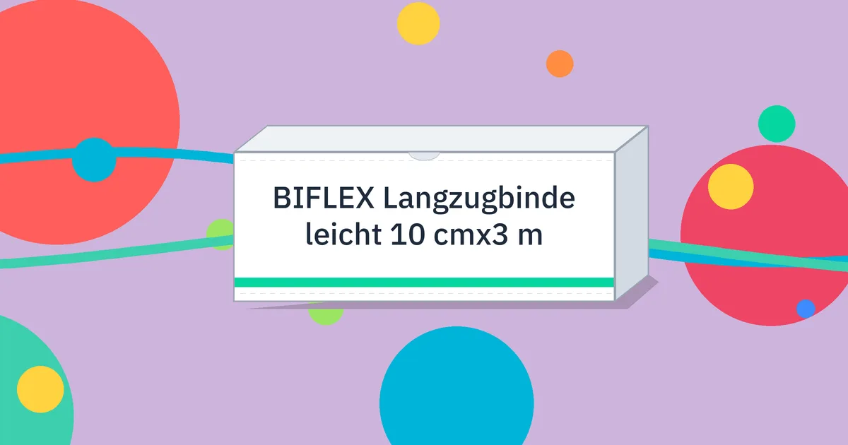 Symbolbild: Packung mit der Aufschrift BIFLEX Langzugbinde leicht 10 cmx3 m (PZN 11862609) – Verfügbarkeit und Bezug in Apotheken in Frankfurt am Main