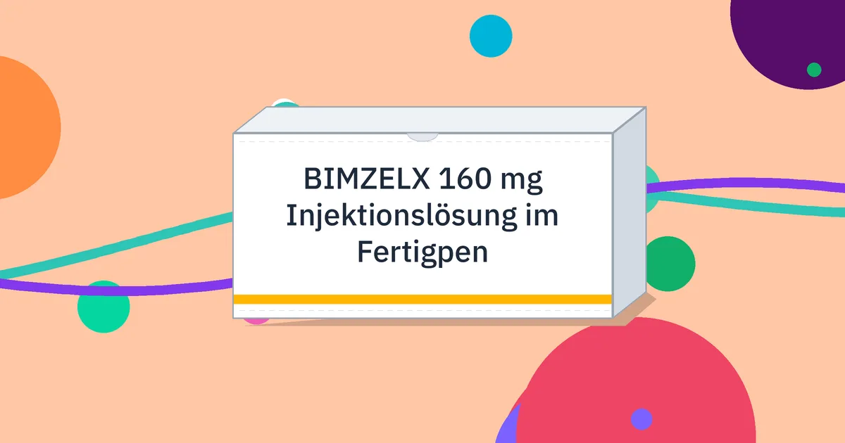 Symbolbild: Packung mit der Aufschrift BIMZELX 160 mg Injektionslösung im Fertigpen (PZN 18061485) – Verfügbarkeit und Bezug in Apotheken in Frankfurt am Main