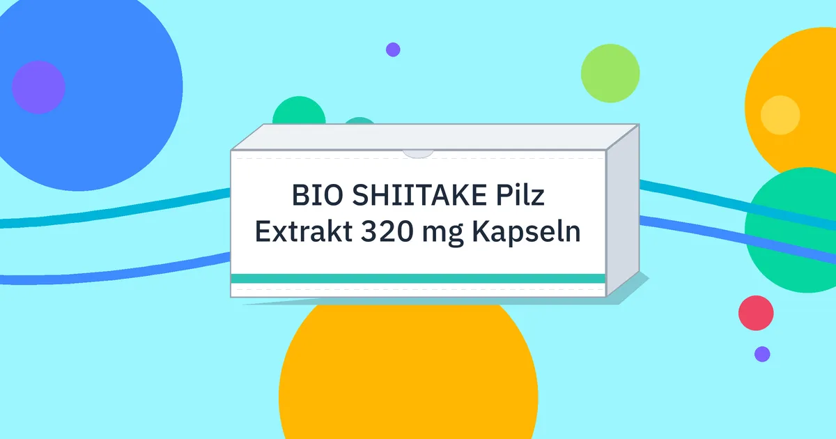 Symbolbild: Packung mit der Aufschrift BIO SHIITAKE Pilz Extrakt 320 mg Kapseln (PZN 09464698) – Verfügbarkeit und Bezug in Apotheken in Frankfurt am Main