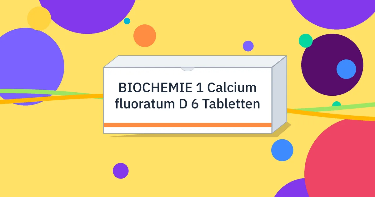 Symbolbild: Packung mit der Aufschrift BIOCHEMIE 1 Calcium fluoratum D 6 Tabletten (PZN 05955554) – Verfügbarkeit und Bezug in Apotheken in Frankfurt am Main
