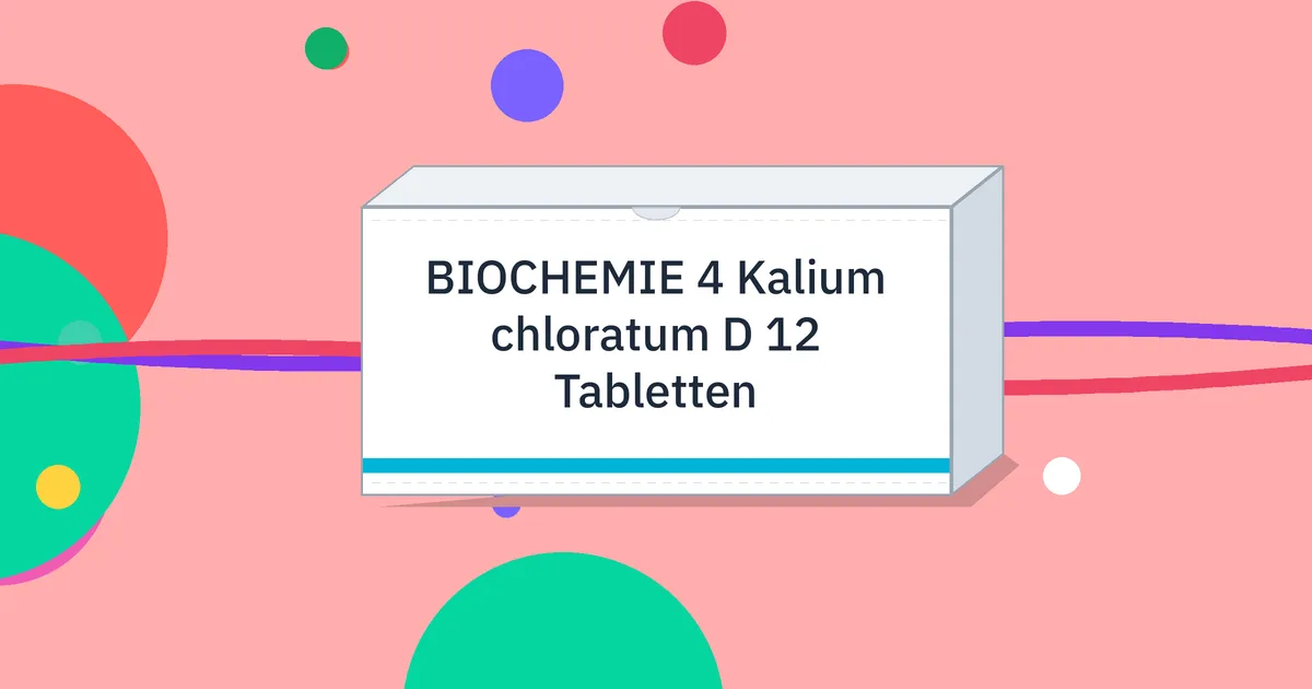 Symbolbild: Packung mit der Aufschrift BIOCHEMIE 4 Kalium chloratum D 12 Tabletten (PZN 04130550) – Verfügbarkeit und Bezug in Apotheken in Frankfurt am Main