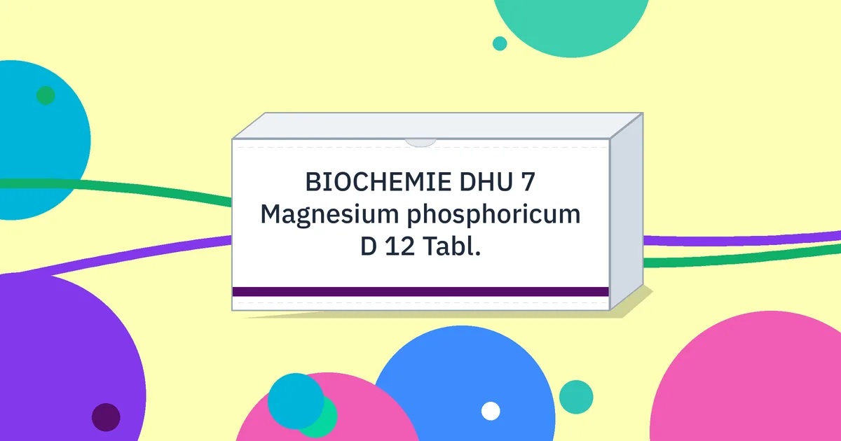 Symbolbild: Packung mit der Aufschrift BIOCHEMIE DHU 7 Magnesium phosphoricum D 12 Tabl. (PZN 02580705) – Verfügbarkeit und Bezug in Apotheken in Frankfurt am Main