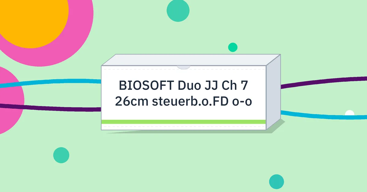 Symbolbild: Packung mit der Aufschrift BIOSOFT Duo JJ Ch 7 26cm steuerb.o.FD o-o (PZN 17510082) – Verfügbarkeit und Bezug in Apotheken in Frankfurt am Main