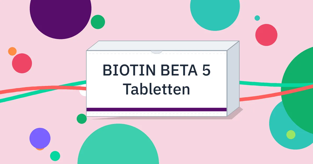 Symbolbild: Packung mit der Aufschrift BIOTIN BETA 5 Tabletten (PZN 01841919) – Verfügbarkeit und Bezug in Apotheken in Frankfurt am Main