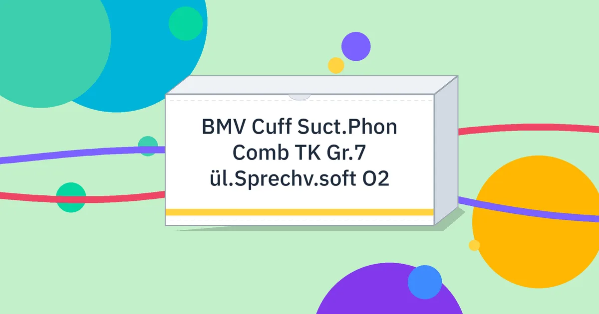 Symbolbild: Packung mit der Aufschrift BMV Cuff Suct.Phon Comb TK Gr.7 ül.Sprechv.soft O2 (PZN 18384165) – Verfügbarkeit und Bezug in Apotheken in Frankfurt am Main