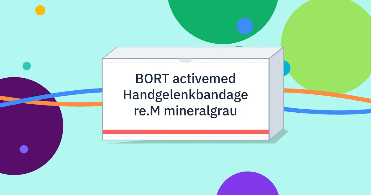 Symbolbild: Packung mit der Aufschrift BORT activemed Handgelenkbandage re.M mineralgrau (PZN 15256142) – Verfügbarkeit und Bezug in Apotheken in Frankfurt am Main