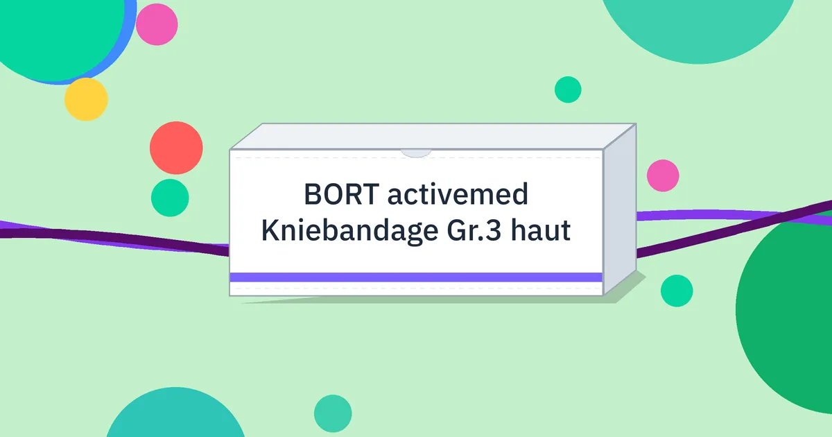 Symbolbild: Packung mit der Aufschrift BORT activemed Kniebandage Gr.3 haut (PZN 16842965) – Verfügbarkeit und Bezug in Apotheken in Frankfurt am Main