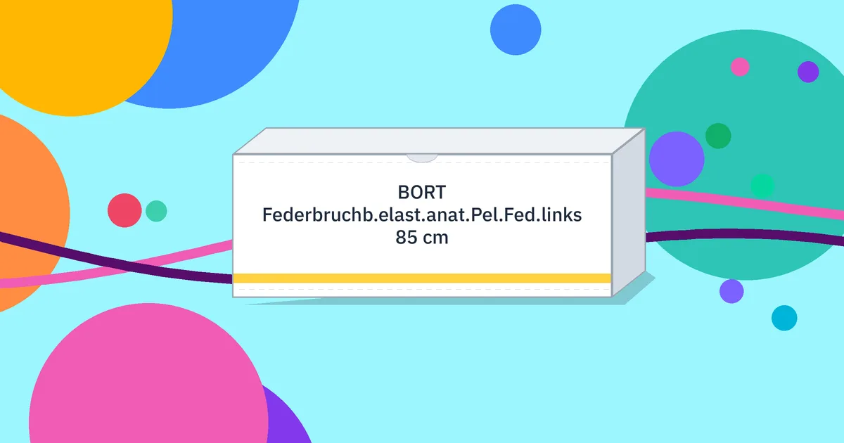 Symbolbild: Packung mit der Aufschrift BORT Federbruchb.elast.anat.Pel.Fed.links 85 cm (PZN 07195828) – Verfügbarkeit und Bezug in Apotheken in Frankfurt am Main
