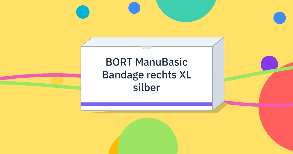 Symbolbild: Packung mit der Aufschrift BORT ManuBasic Bandage rechts XL silber (PZN 07670092) – Verfügbarkeit und Bezug in Apotheken in Frankfurt am Main