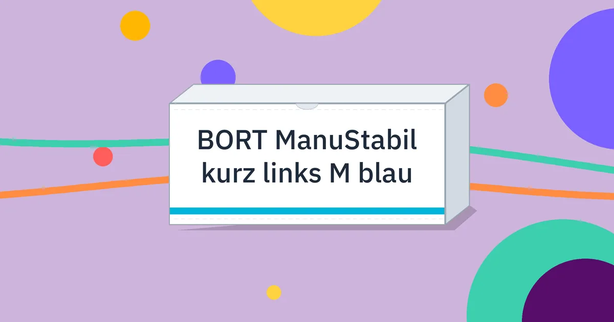 Symbolbild: Packung mit der Aufschrift BORT ManuStabil kurz links M blau (PZN 00825108) – Verfügbarkeit und Bezug in Apotheken in Frankfurt am Main