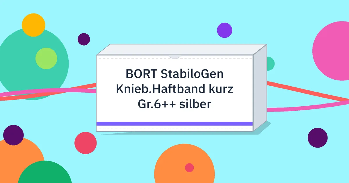 Symbolbild: Packung mit der Aufschrift BORT StabiloGen Knieb.Haftband kurz Gr.6++ silber (PZN 18270059) – Verfügbarkeit und Bezug in Apotheken in Frankfurt am Main