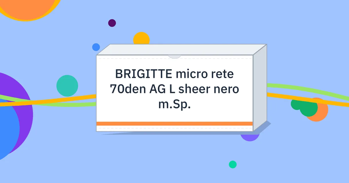 Symbolbild: Packung mit der Aufschrift BRIGITTE micro rete 70den AG L sheer nero m.Sp. (PZN 16183178) – Verfügbarkeit und Bezug in Apotheken in Frankfurt am Main