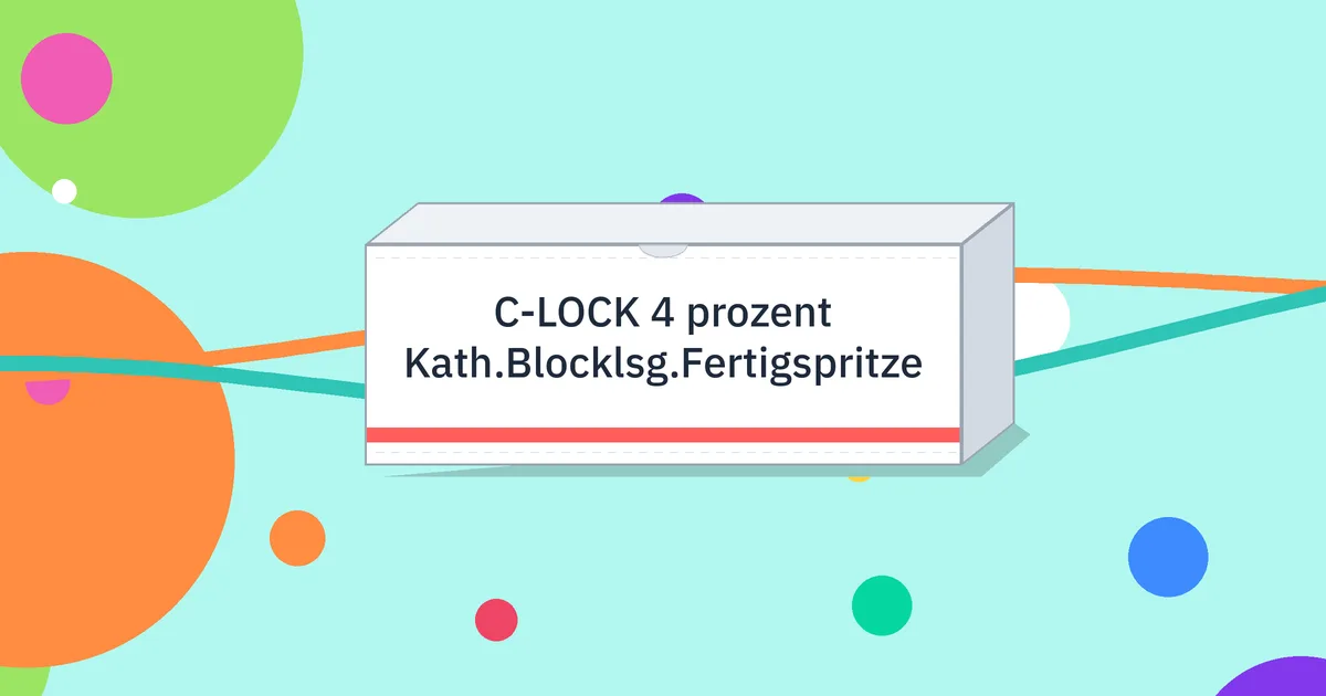 Symbolbild: Packung mit der Aufschrift C-LOCK 4 prozent Kath.Blocklsg.Fertigspritze (PZN 20417481) – Verfügbarkeit und Bezug in Apotheken in Frankfurt am Main