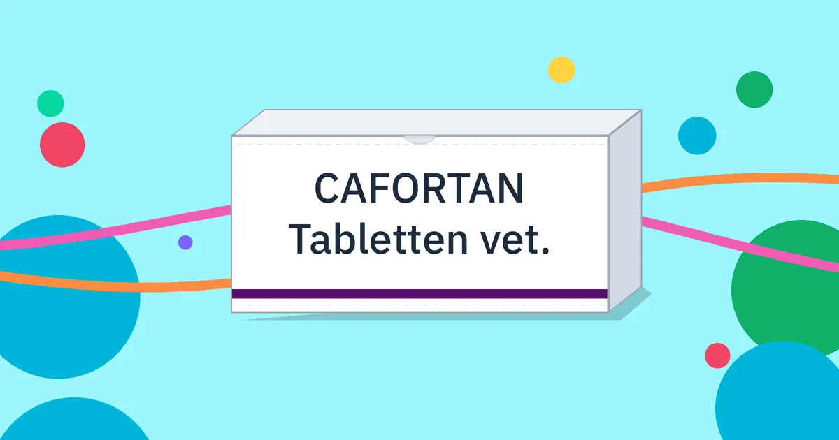 Symbolbild: Packung mit der Aufschrift CAFORTAN Tabletten vet. (PZN 01472184) – Verfügbarkeit und Bezug in Apotheken in Frankfurt am Main